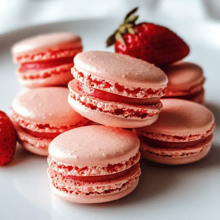 Strawberry Macaron Shells